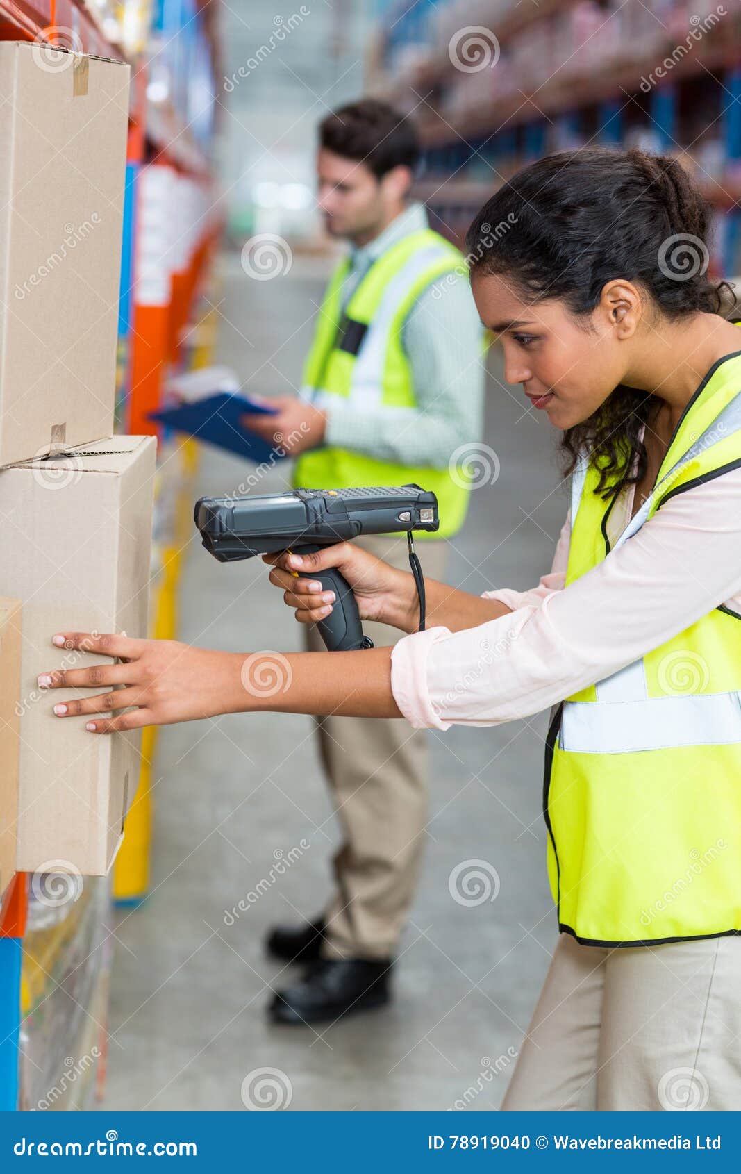 Female Warehouse Worker Scanning Box Stock Photo - Image of caucasian ...