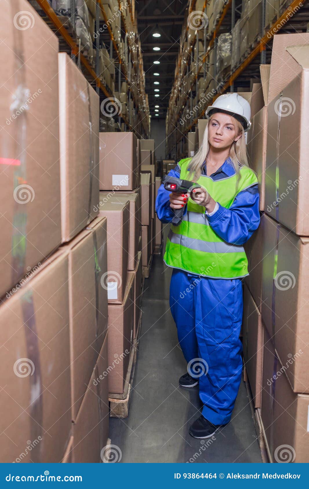 Female Warehouse Worker Using Scanner in Storehouse Stock Photo - Image ...