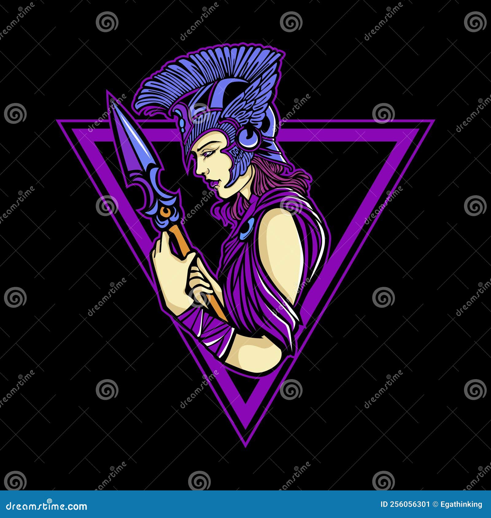 Female Warrior Vector Holding Spear Stock Illustration - Illustration ...