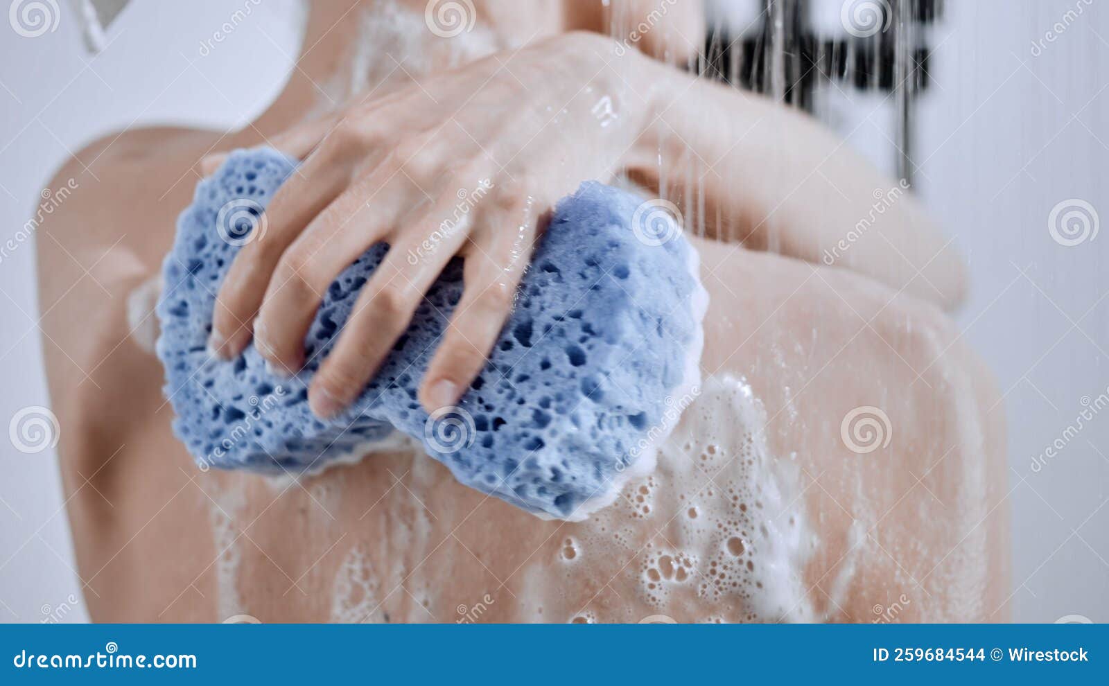 Female Washing Soaped Hands Under Turned On Water In Bathroom Stock ...