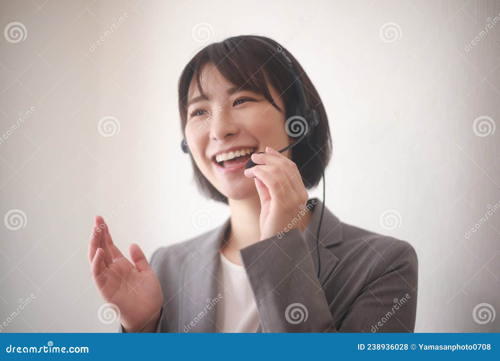 Female wearing a headset stock photo. Image of bright - 238936028
