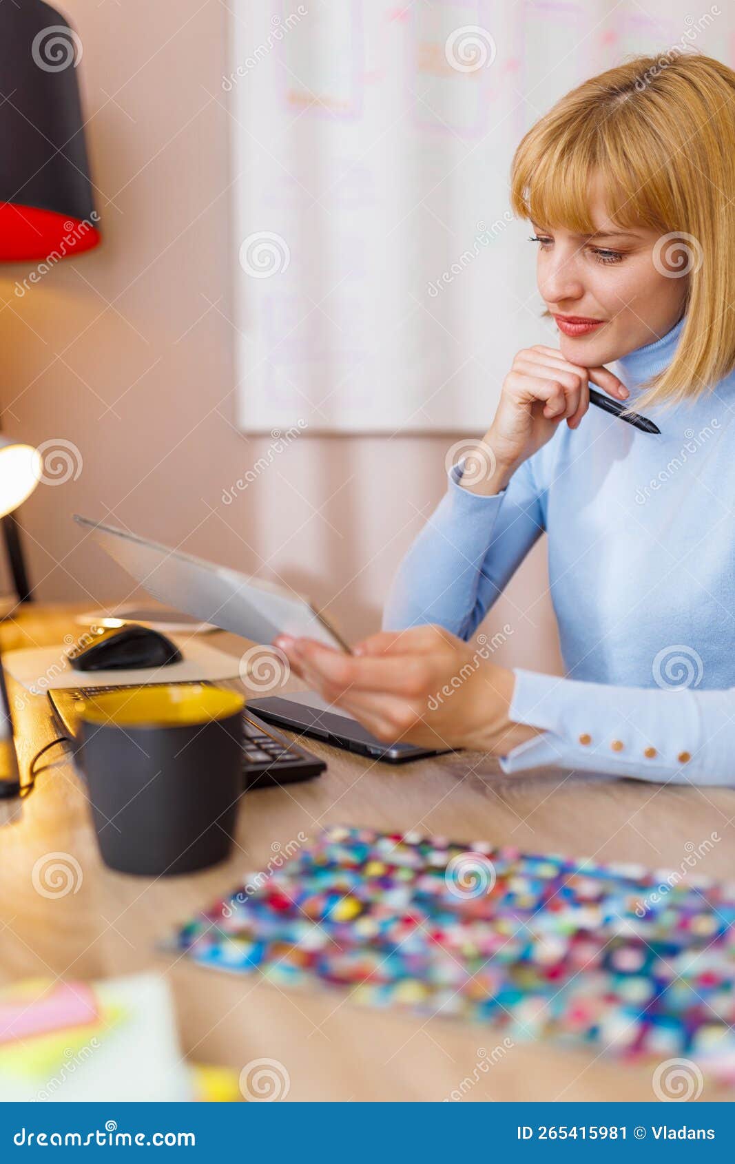 Female Web Designer Working in Home Office Stock Image - Image of ...