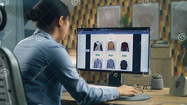 Female Web Designer Working on Website Stock Image - Image of freelance ...