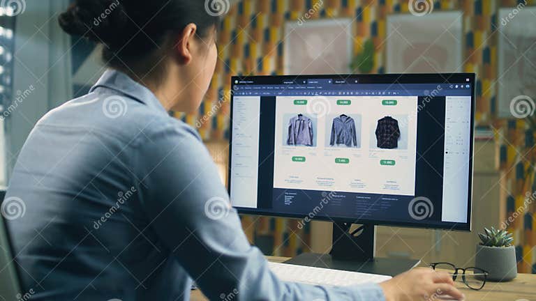 Female Web Designer Working on Website Stock Image - Image of create ...