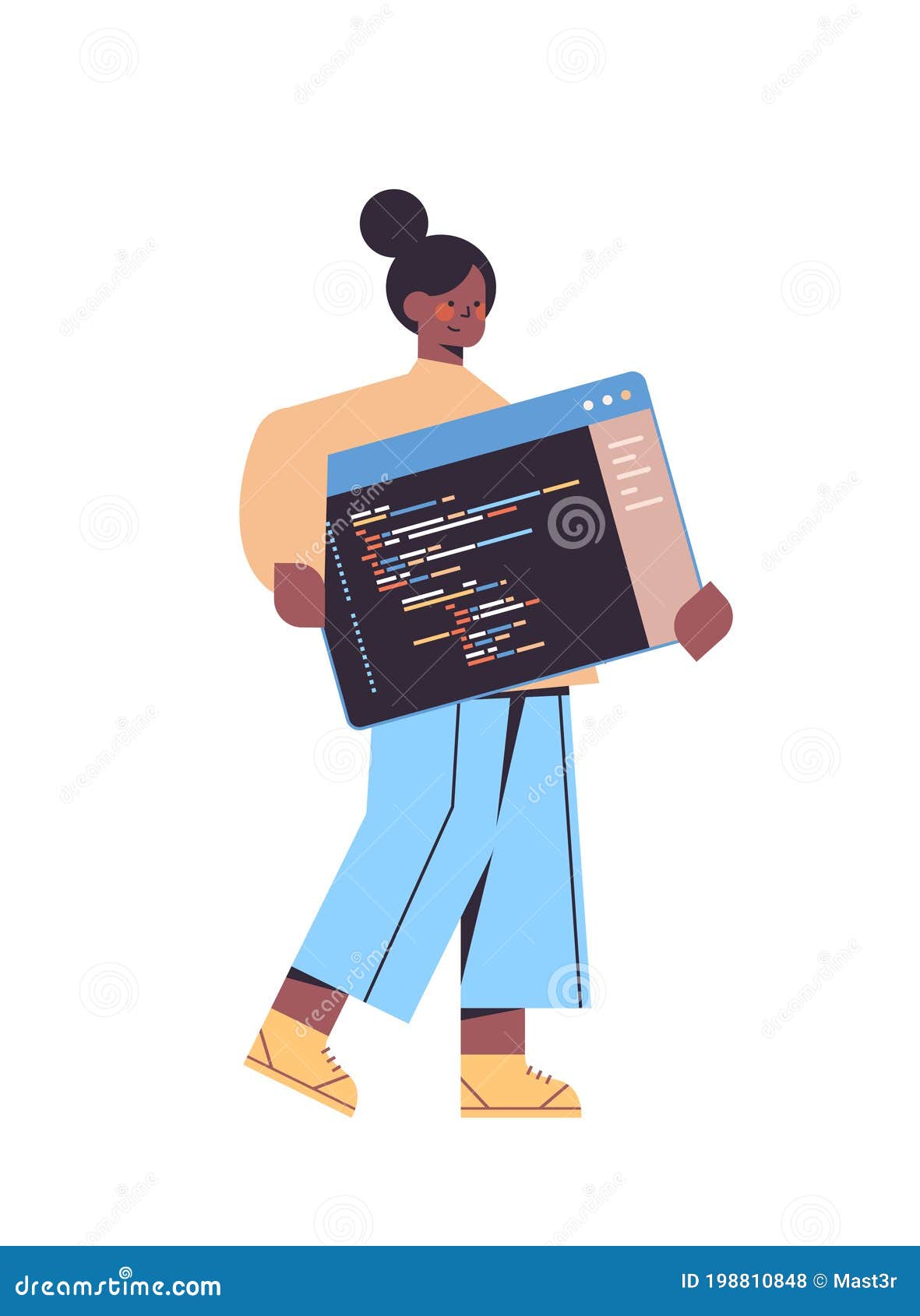 Female Web Developer Creating Program Code Development Of Software And Programming Concept Stock