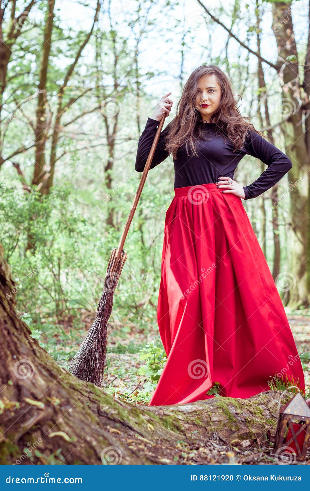 Female witch with broom stock photo. Image of happy, person - 88121920