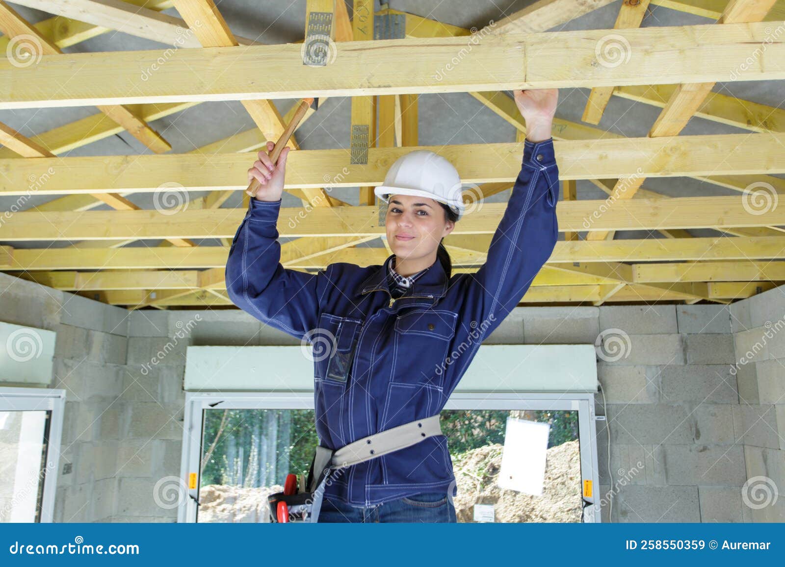 Female Woker Working Ceiling Stock Image - Image of people, ceiling ...