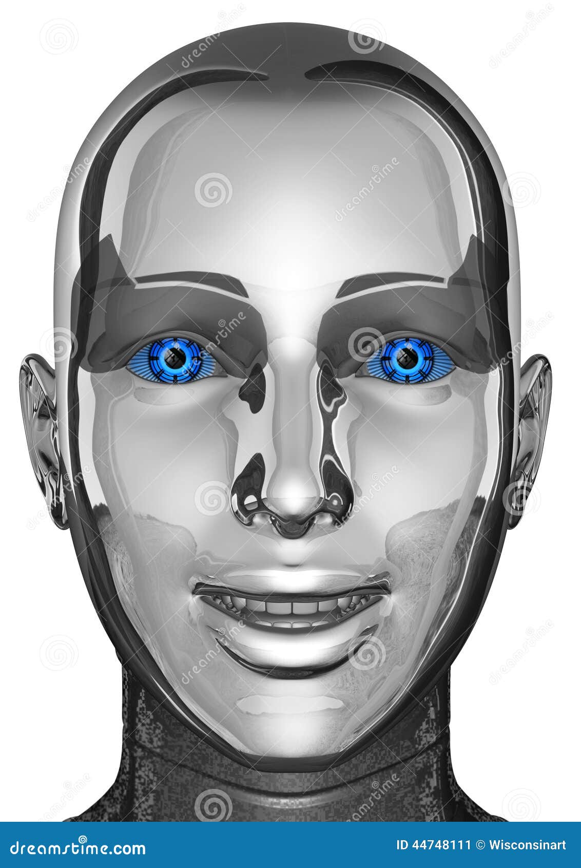 Female Woman Android Robot Head and Face Isolated Stock Illustration ...
