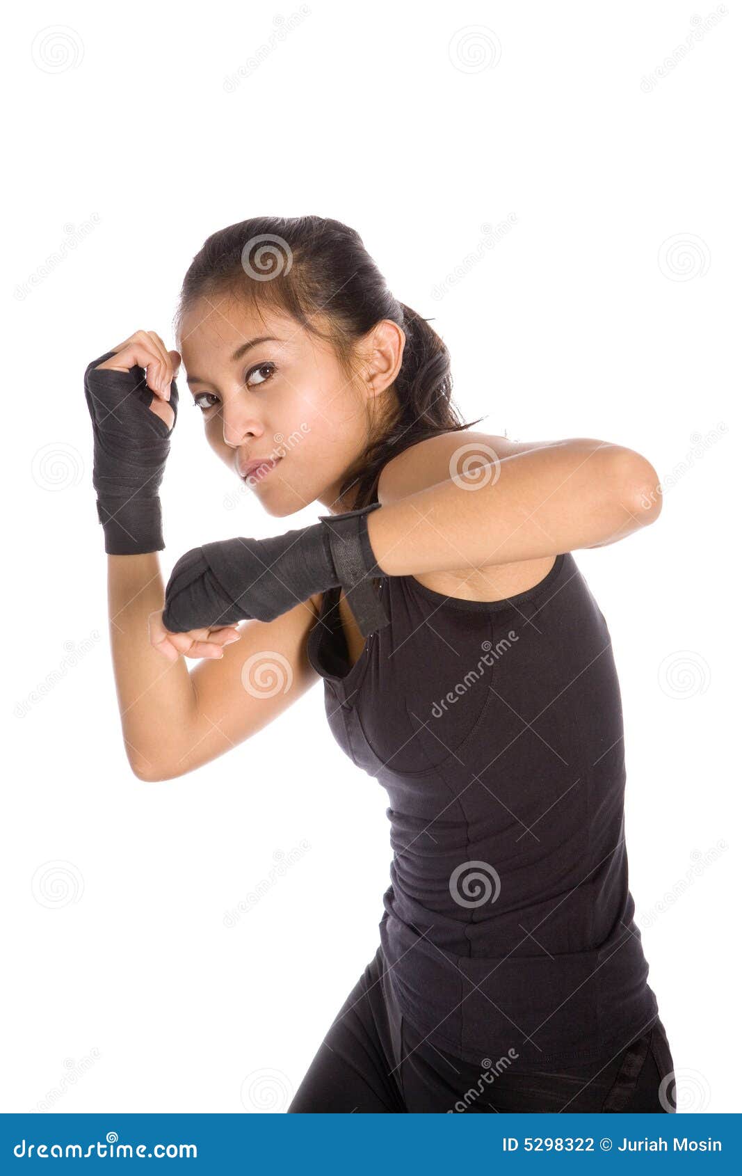 Female Woman in Defense Stance in Exercise Stock Photo - Image of ready ...