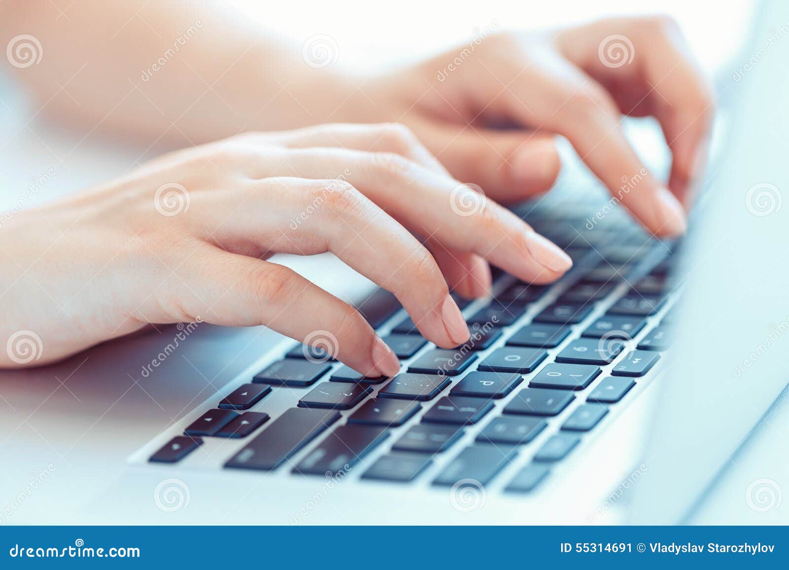 Female Woman Office Worker Typing on the Keyboard Stock Image - Image ...