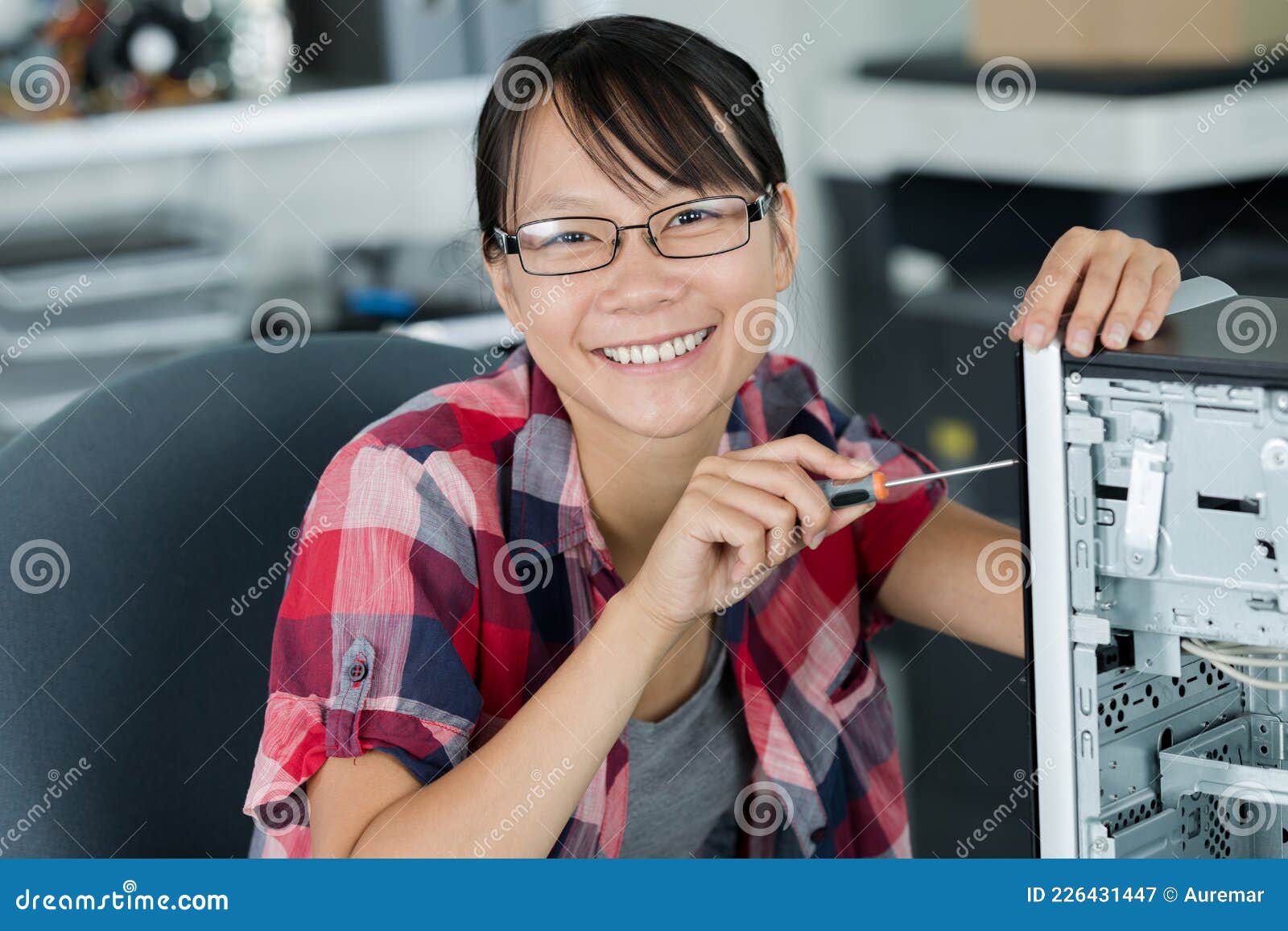 Female Woman Working on Pc Workshop Stock Image - Image of desktop ...