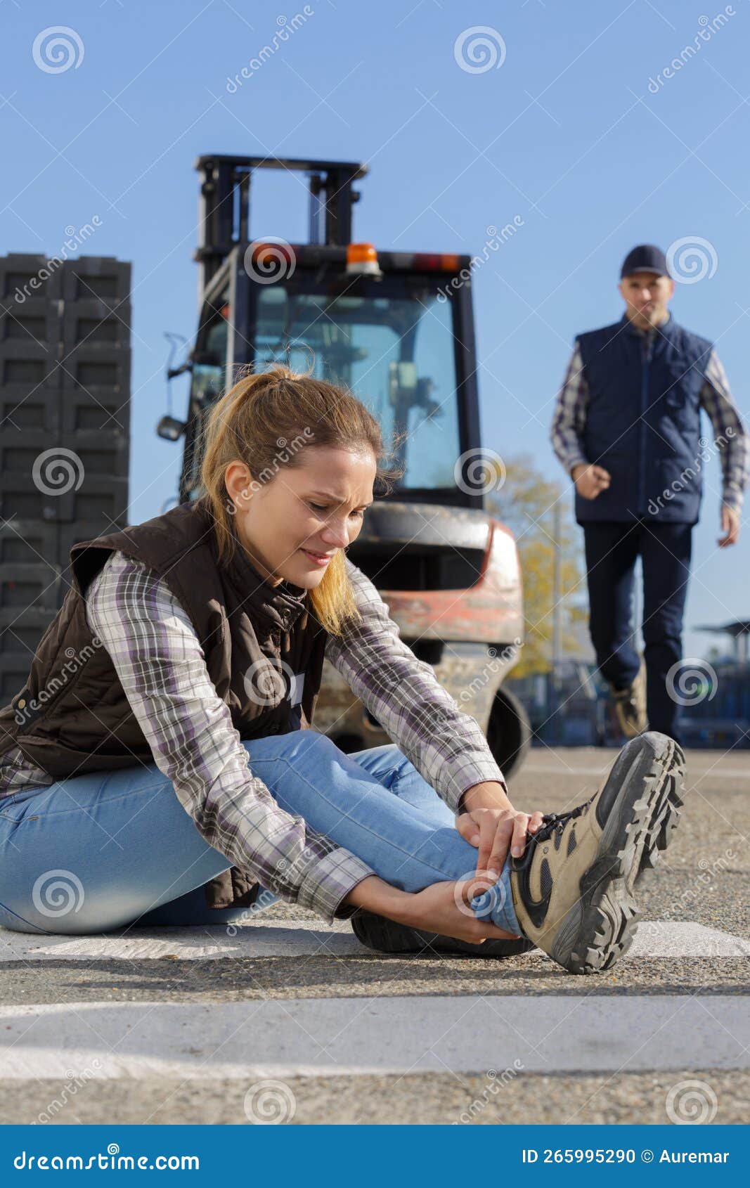 Female Worker with Ankle Injury Stock Photo - Image of repairman, risky ...