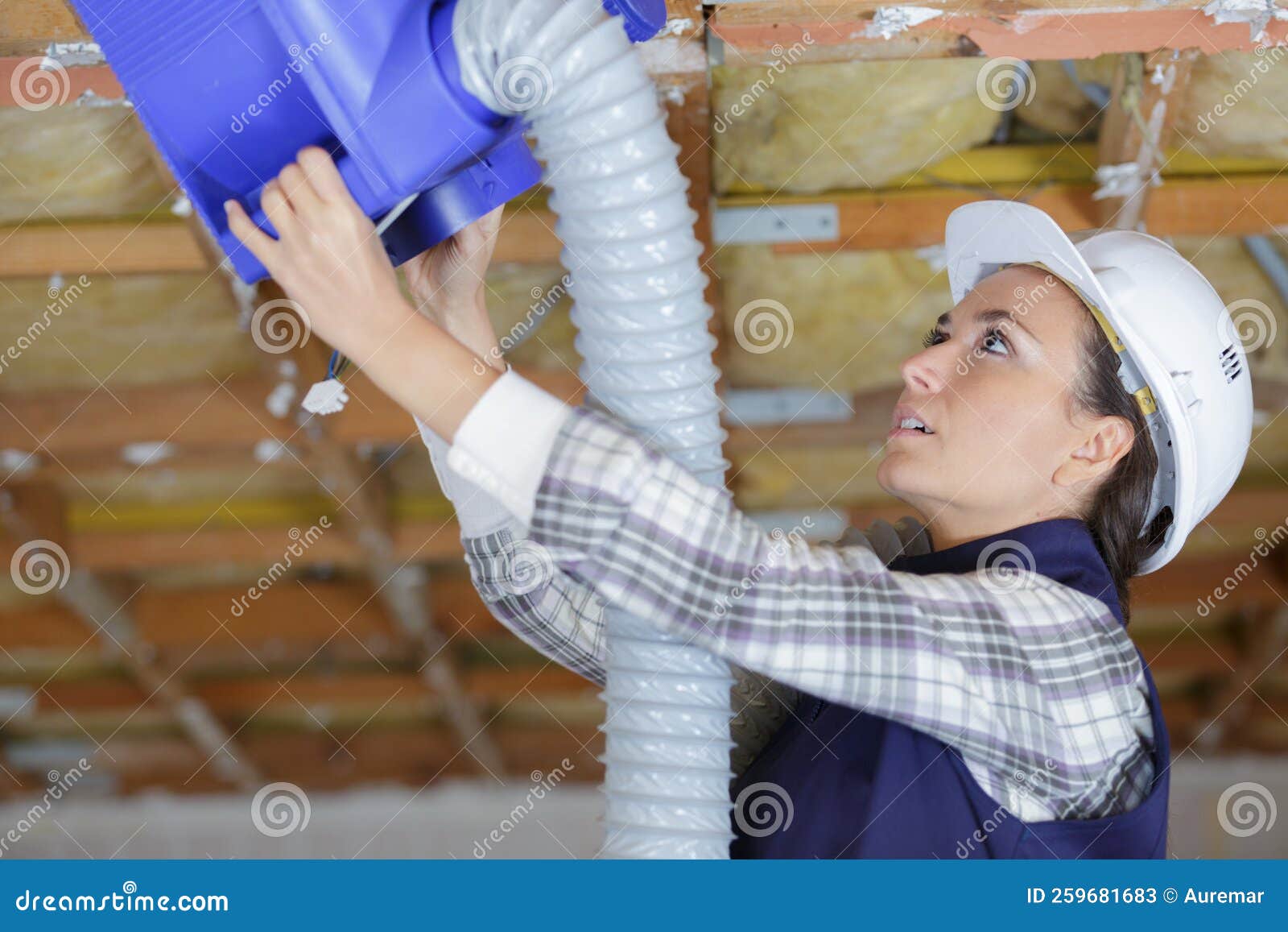 Female Worker Assembling Ventilation Box Stock Image - Image of ...