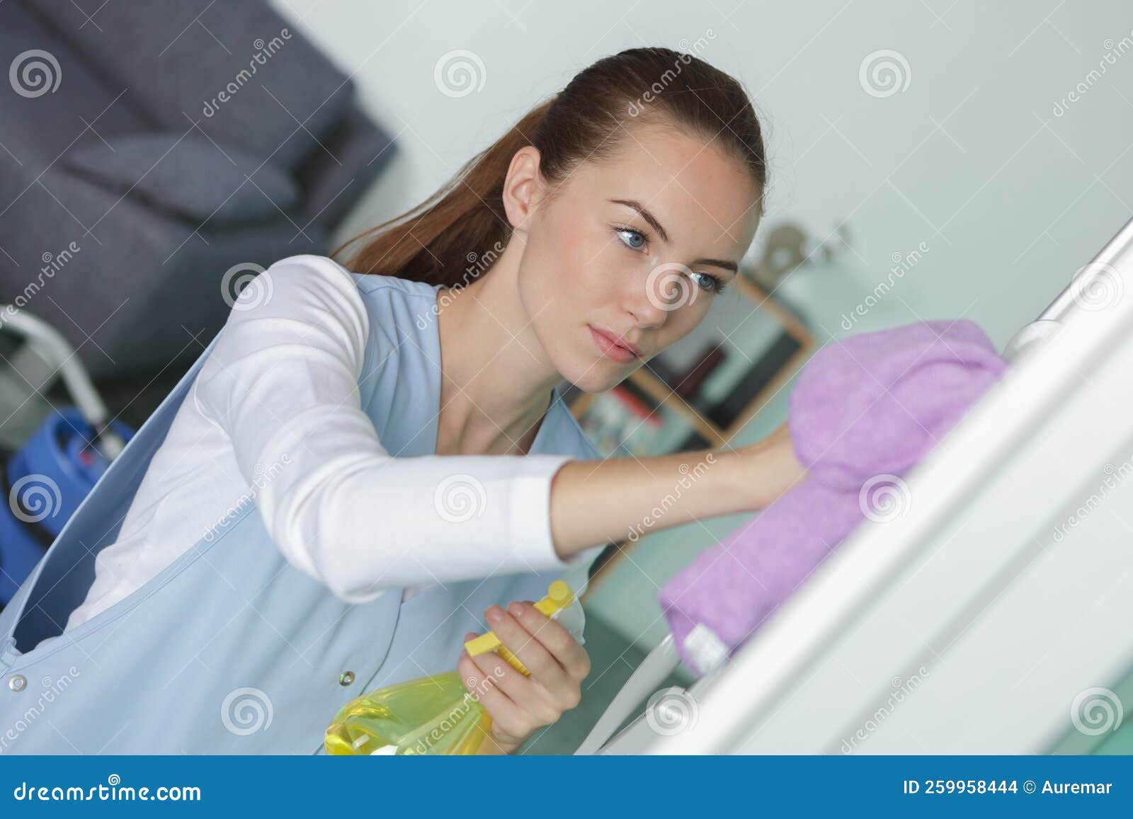 Female Worker Cleaning Window Stock Photo - Image of service, clarity ...