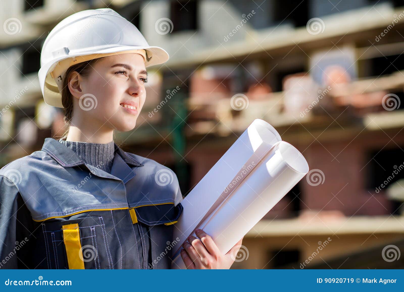 Female Worker at a Construction Stock Image - Image of profession ...