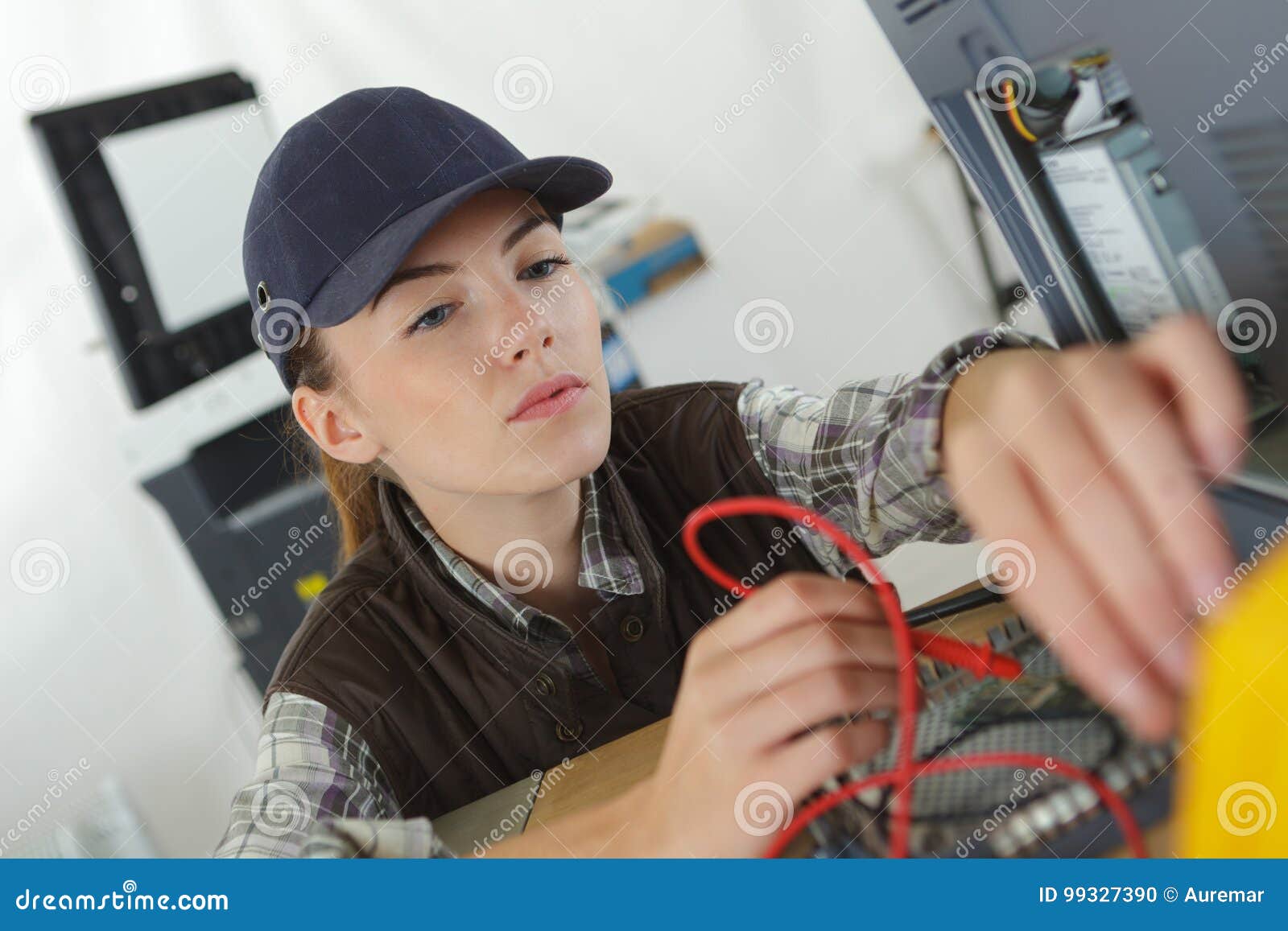 Female Worker Doing Assembly Electronic Devices Stock Photo - Image of ...