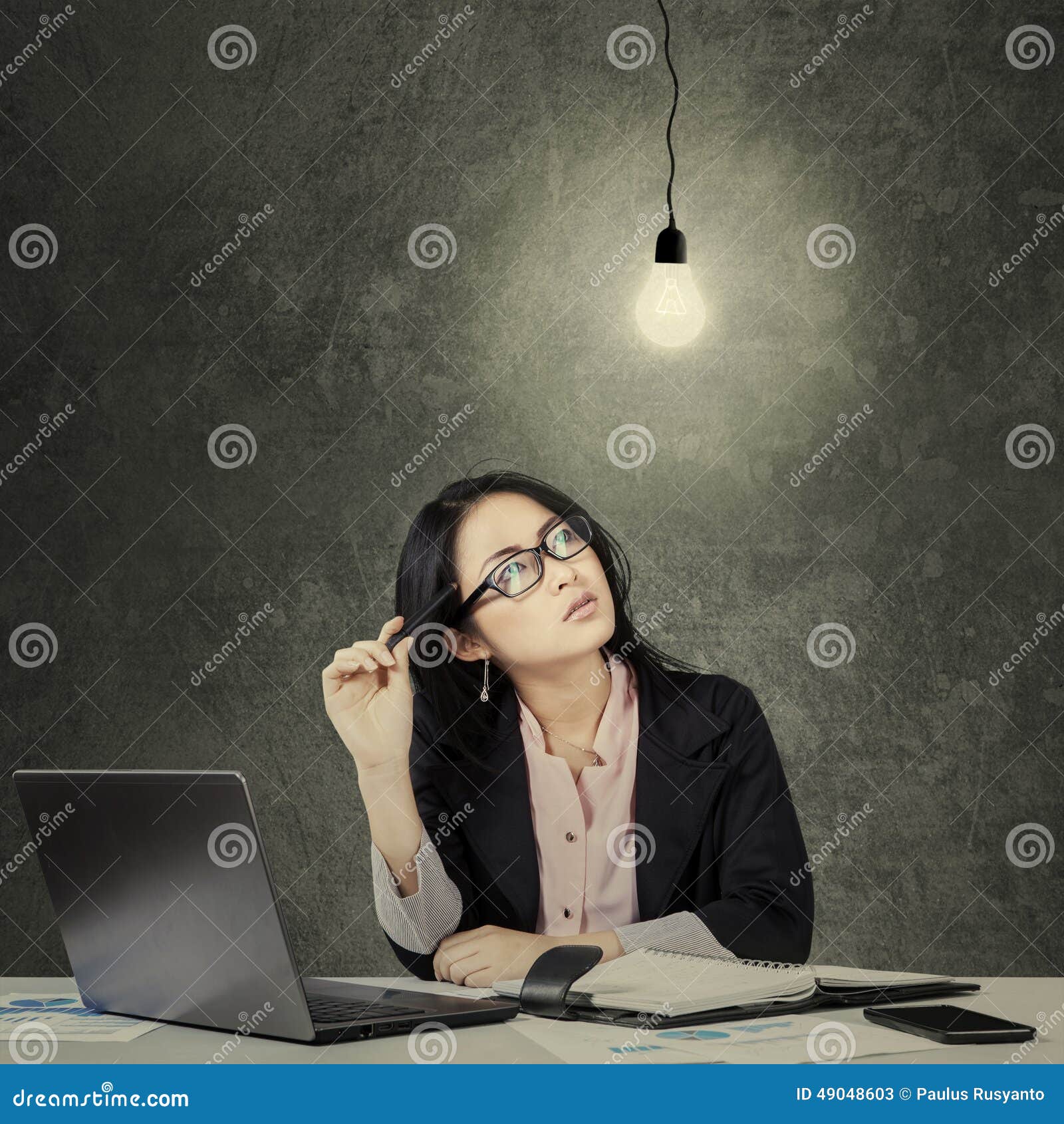 Female Worker Finding Problems Solution Stock Image - Image of business ...