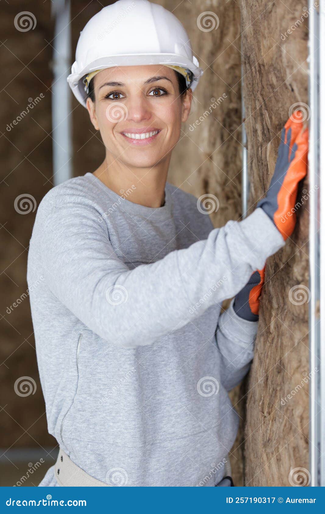 Female Worker Packing Insulation into Wall Stock Image - Image of frame ...