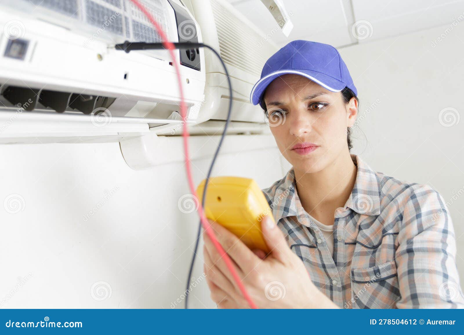 Female Worker Repairing Air Conditioner Stock Photo - Image of home ...