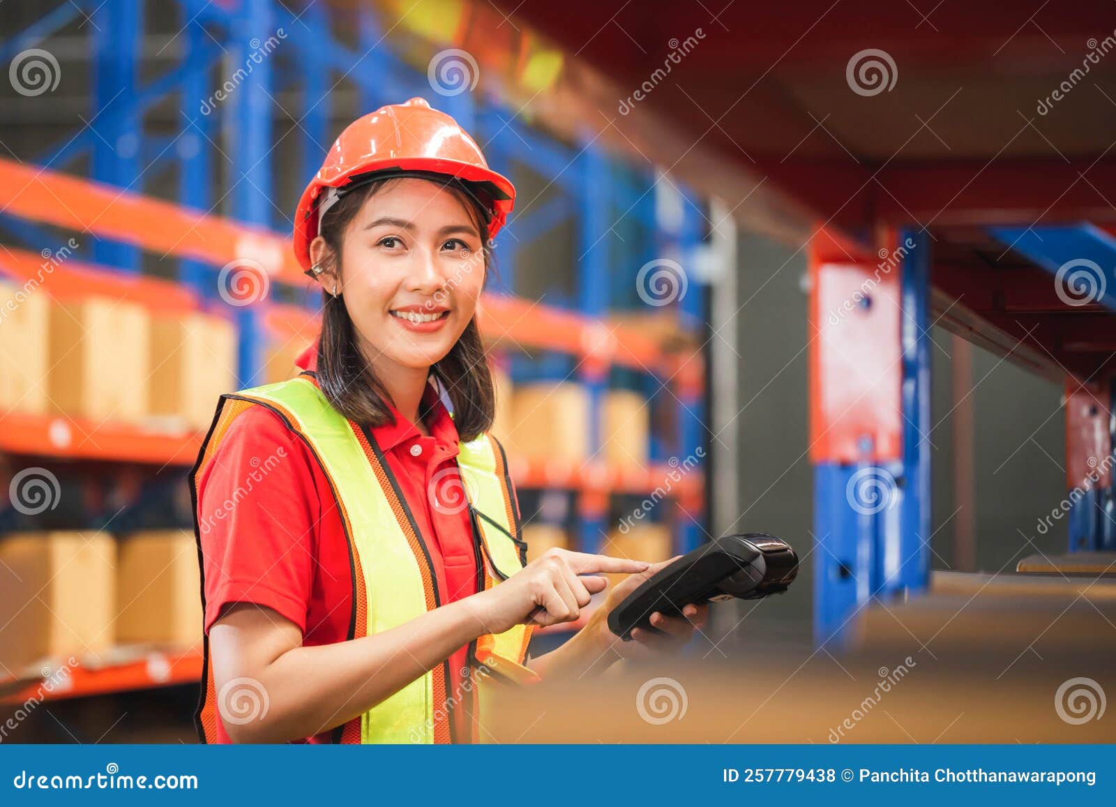 Female Worker Scanning Boxes in Warehouse Rack, Warehouse Worker with ...