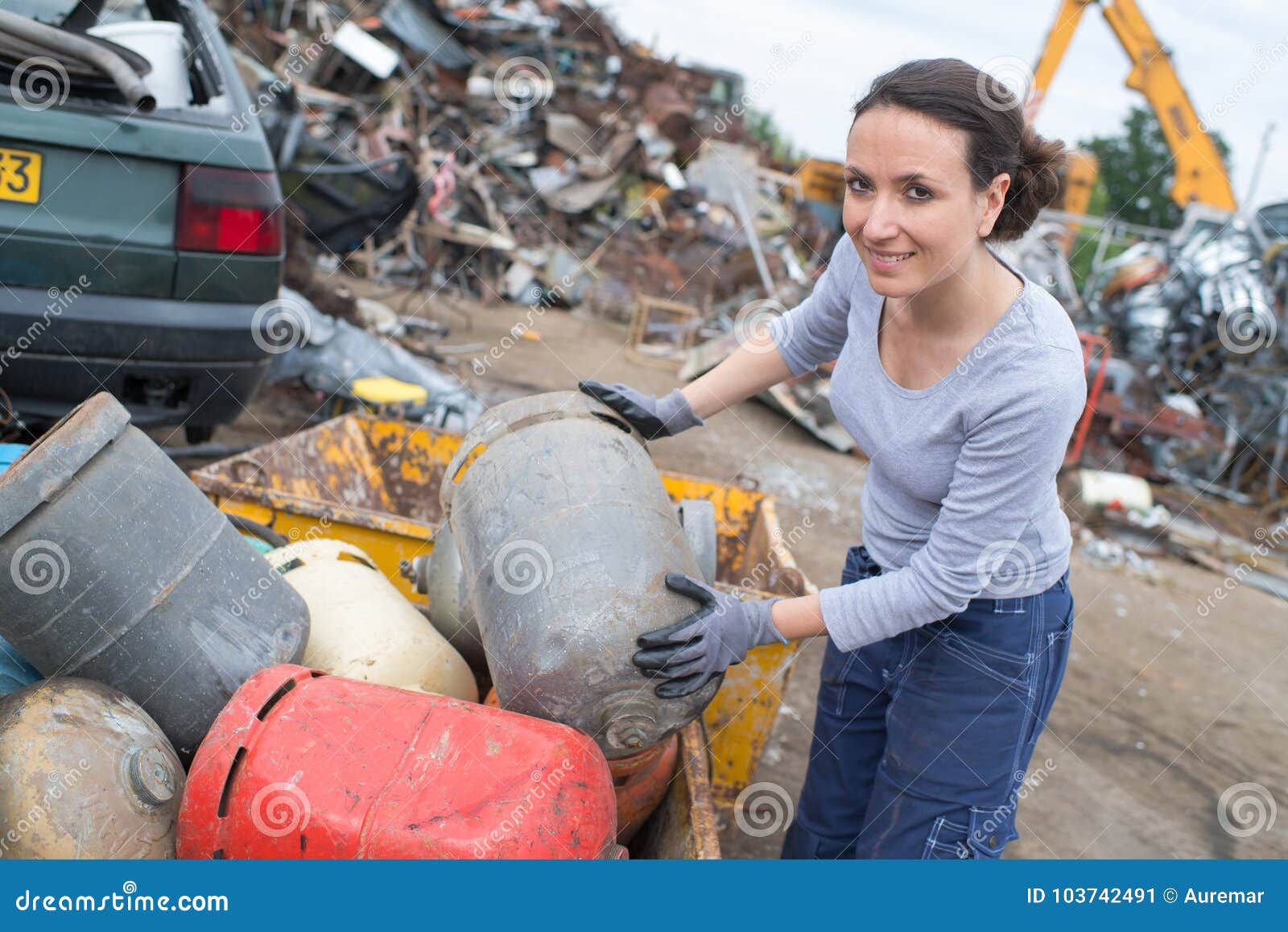 Female Worker at Scrap Yard Stock Image - Image of dismantled, garbage ...