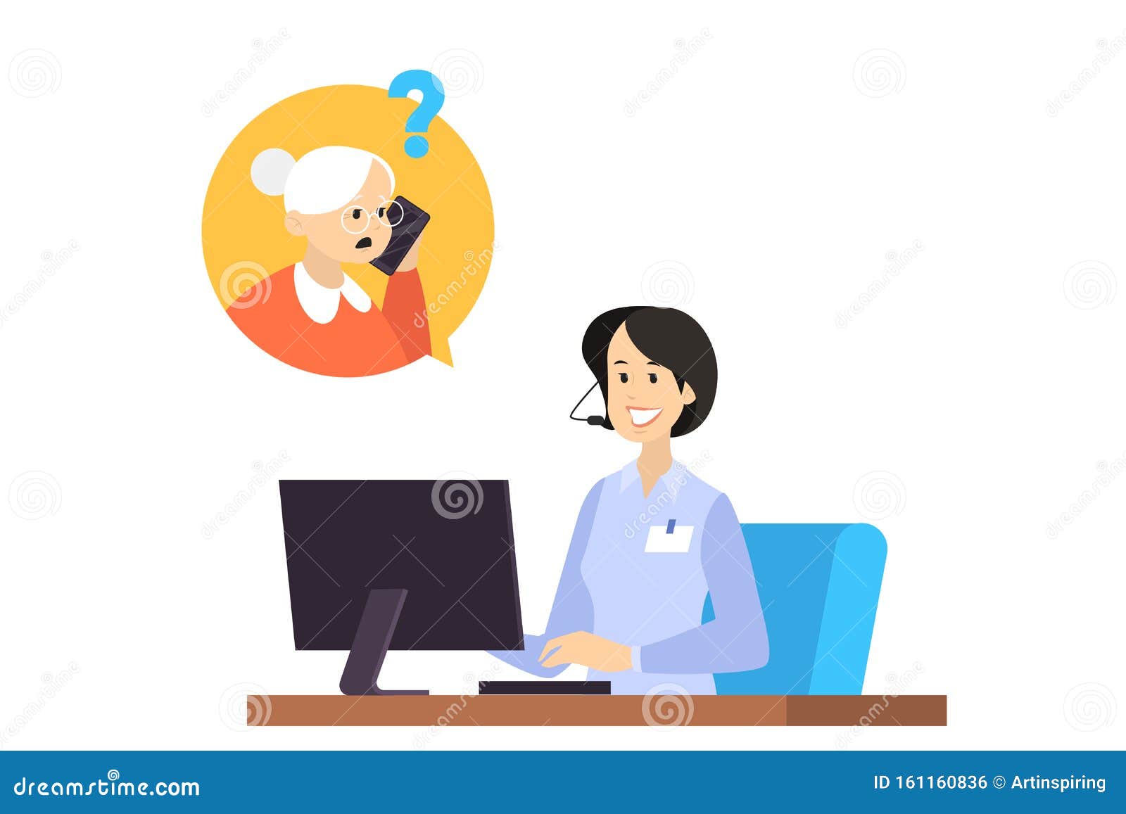 Female Worker of Support Center Chat with Customer. Stock Vector ...