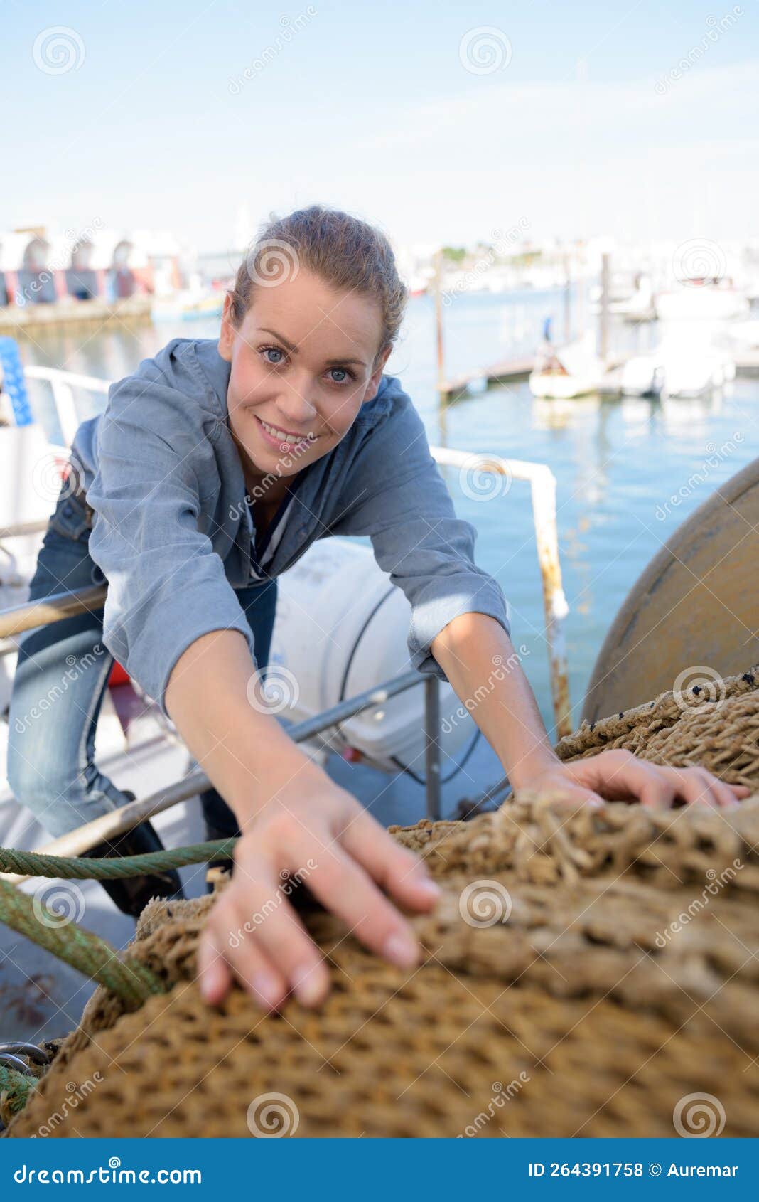 Female Worker Vessel Ship in Harbor Stock Photo - Image of ...