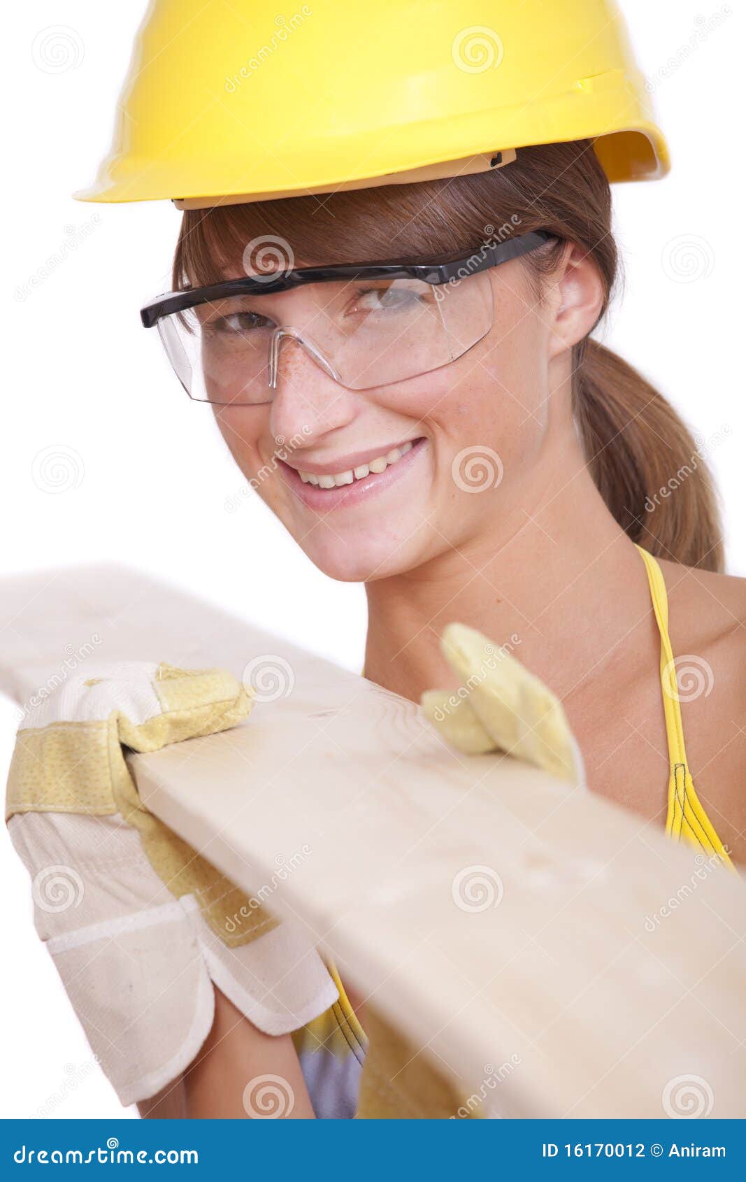 Female worker with wood stock photo. Image of bikini - 16170012