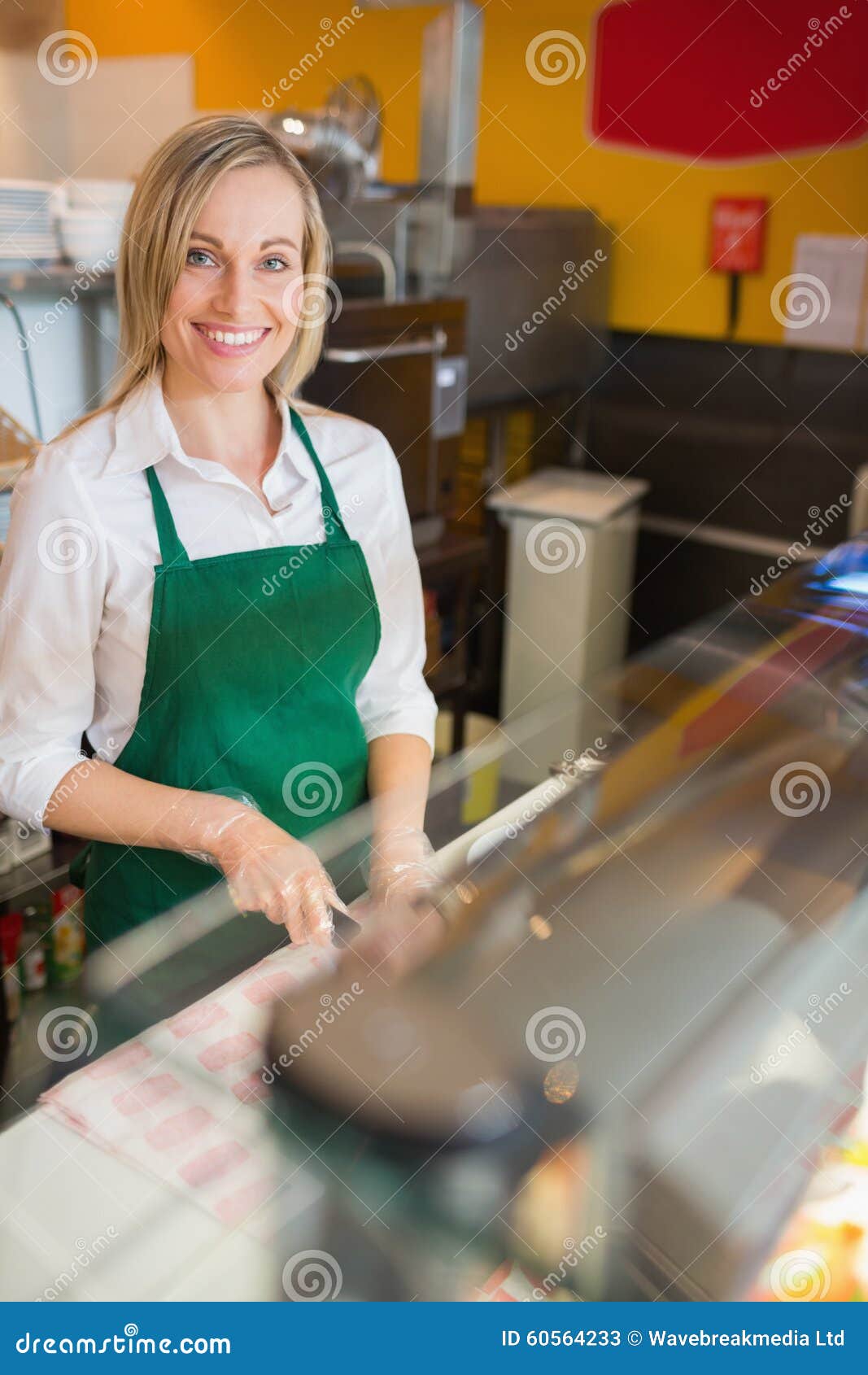 Female Worker Working at Counter Stock Image - Image of person, hair ...