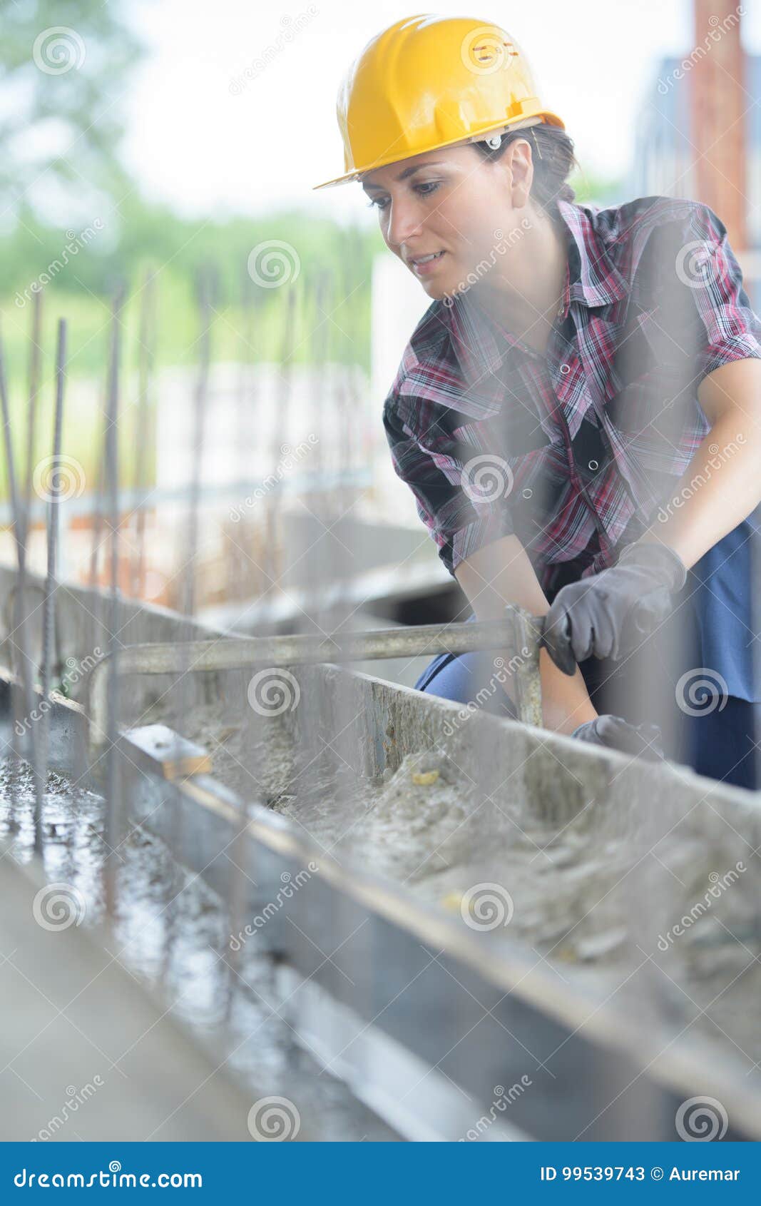 Female Worker Working on Foundations Construction Site Stock Image ...