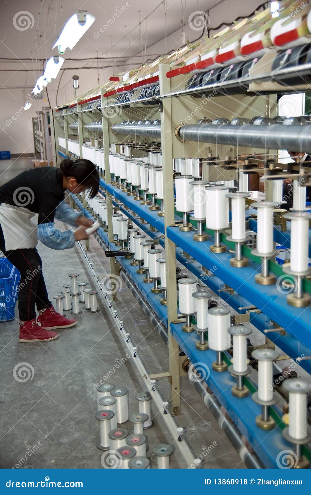 A Female Worker Working in Textile Workshop Stock Photo - Image of ...