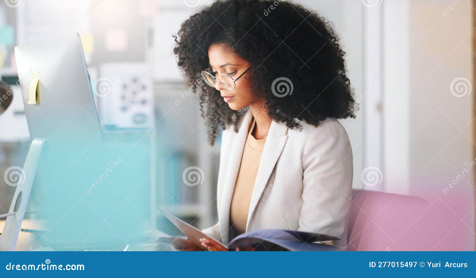 Female it Working on a Desktop Computer. Happy Information Technology ...