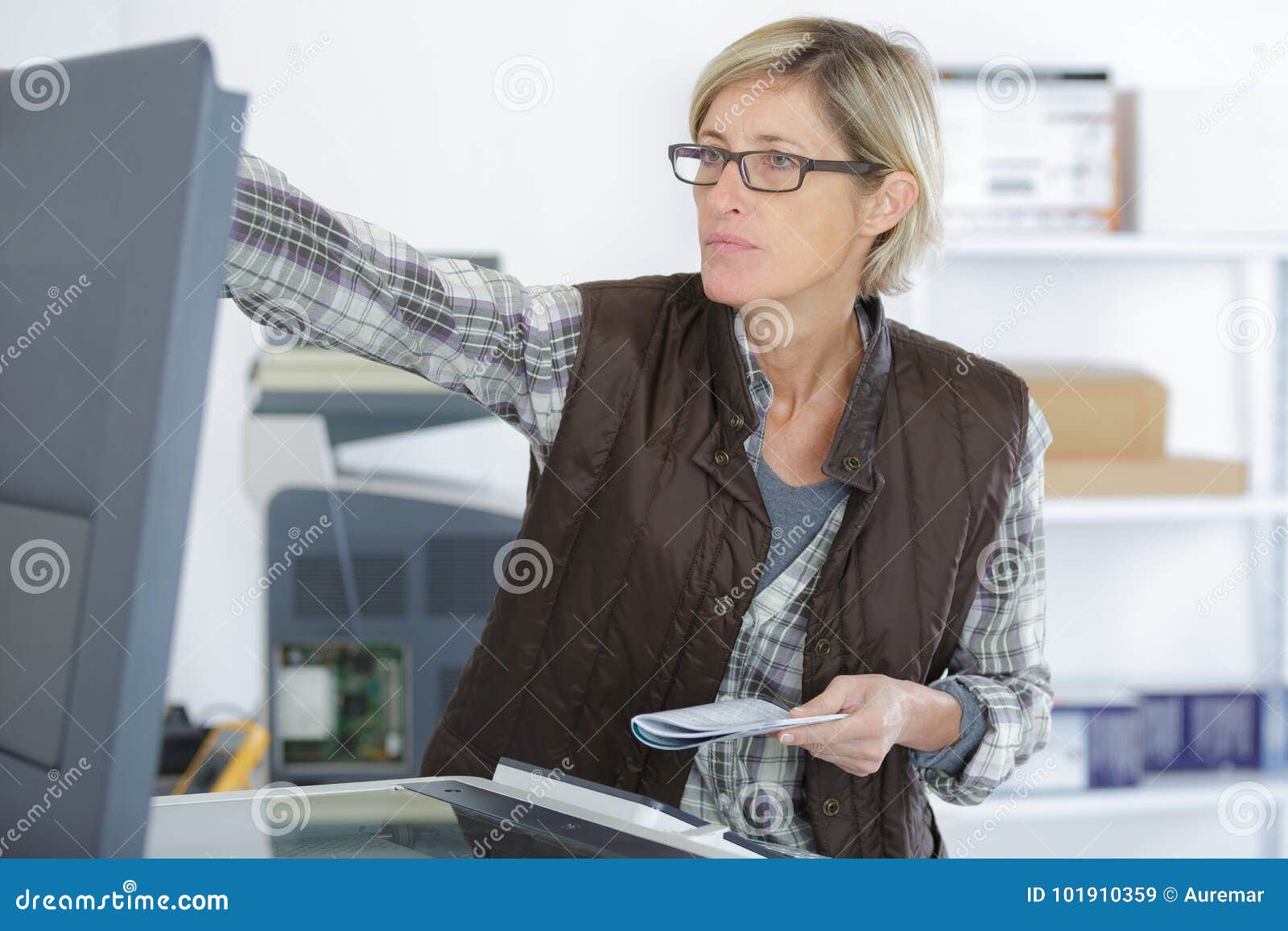 Female Working with Printer Stock Image - Image of printer, male: 101910359