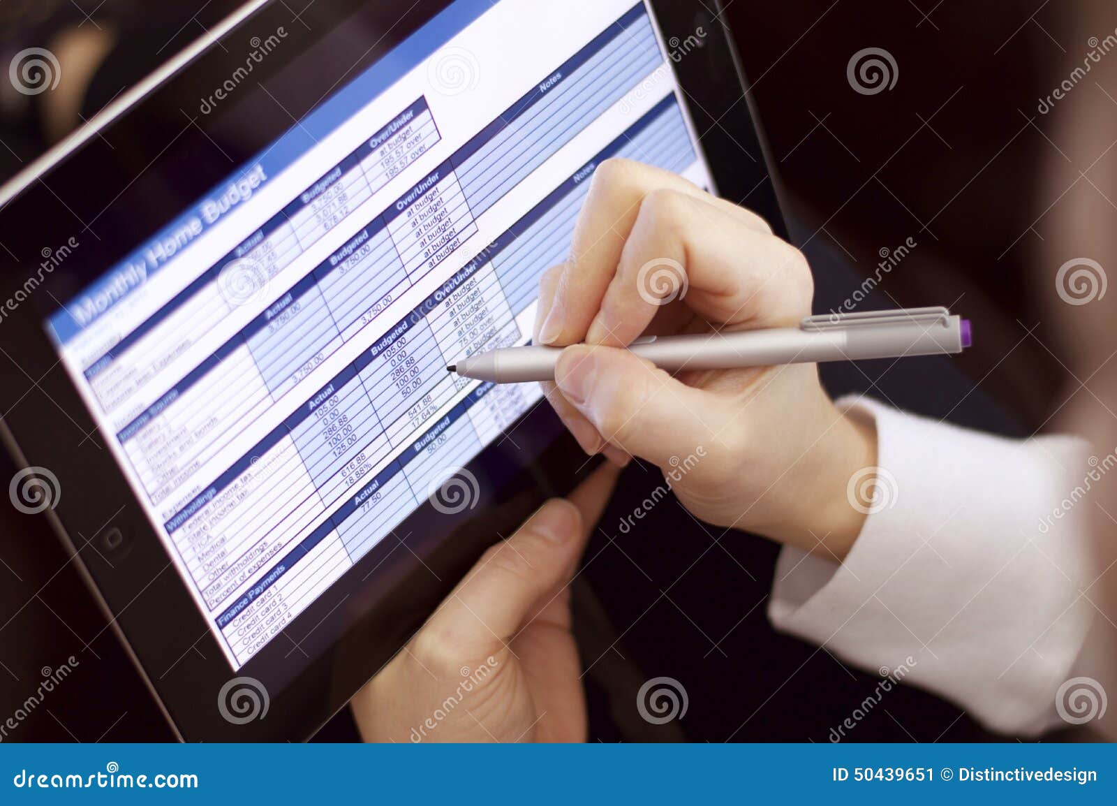 Female Working Using Tablet Computer & Pen Stock Image - Image of ...