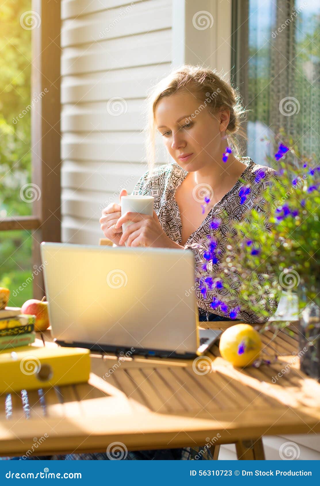 Female writer working. stock image. Image of rest, garden - 56310723