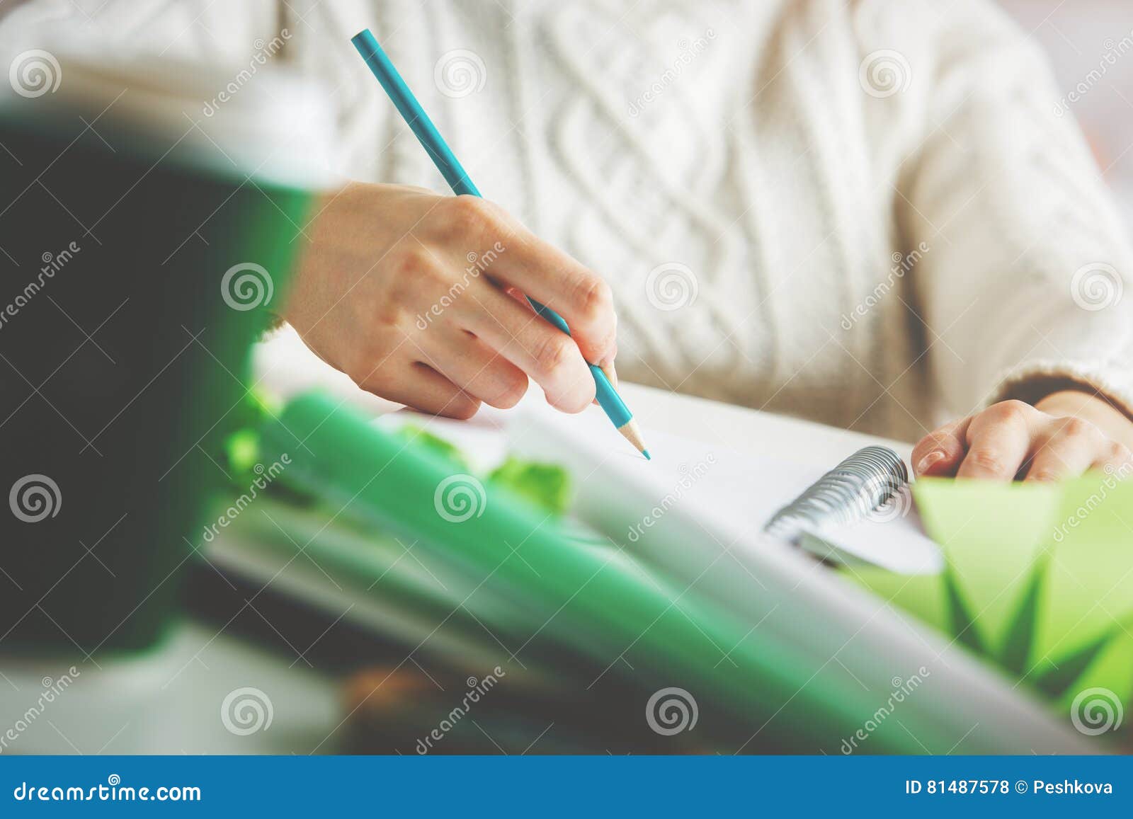Female writing in notepad stock photo. Image of female - 81487578