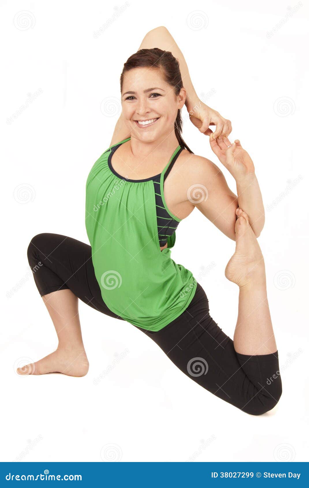 Female Yoga Model Posing in Modified King Pigeon Stock Image - Image of ...