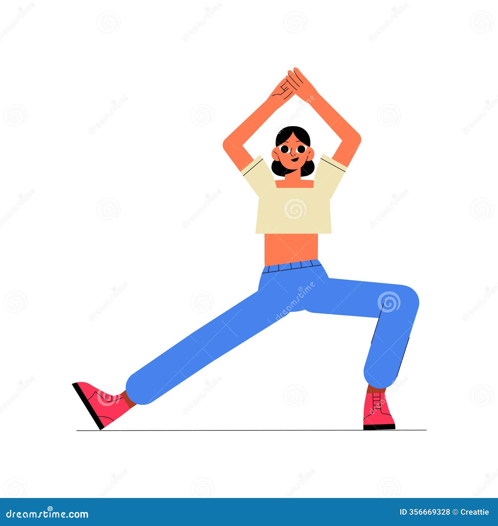 Female Yoga Practitioner Performing Stretch Pose in Flat Vector ...