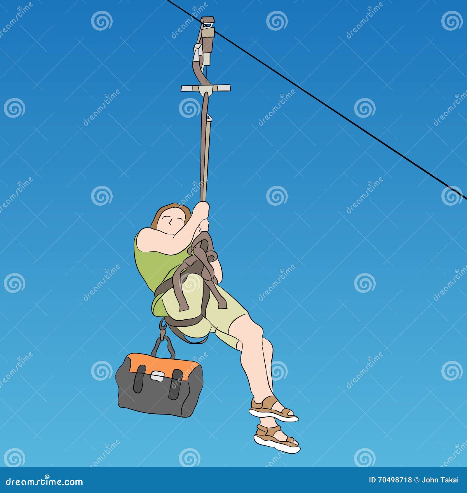 Female Zip Line Rider Side View Stock Vector - Illustration of ...