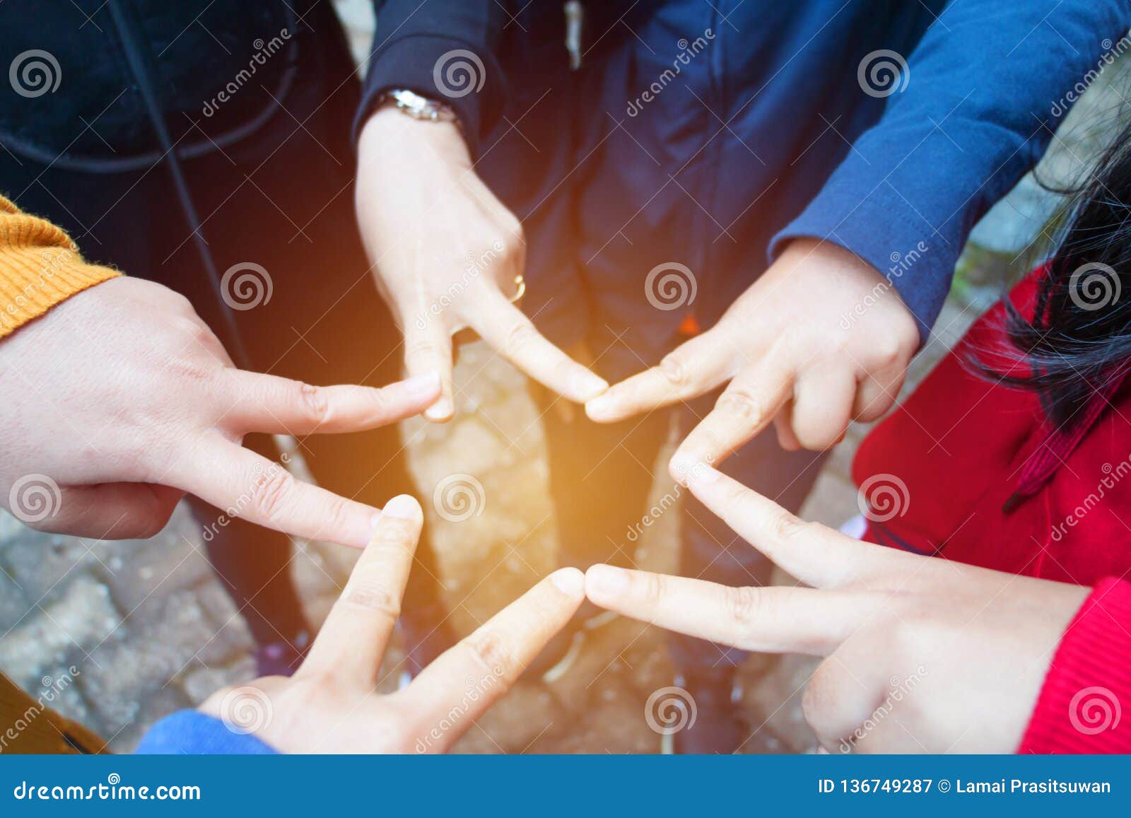 Females Hands Together Making Star for Unity Stock Image - Image of ...
