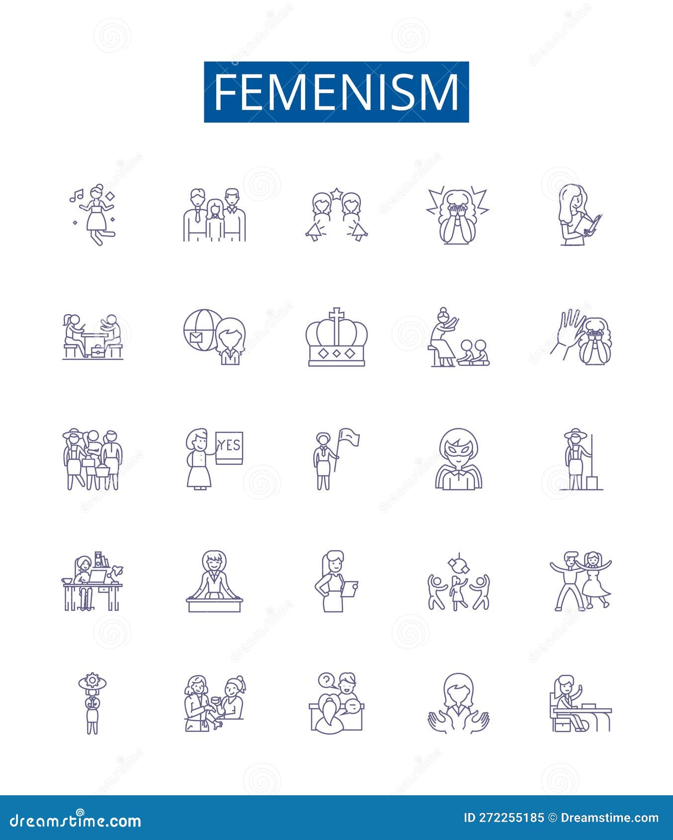 Femenism Line Icons Signs Set Design Collection Of Feminism Womanism