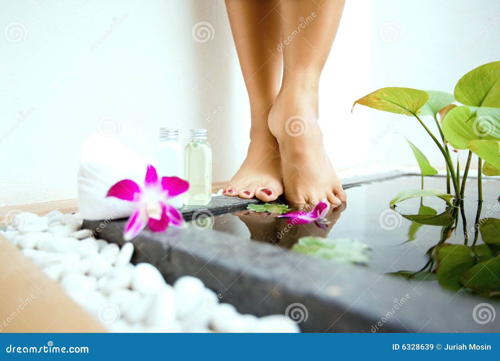 Feminine Feet by a Sunken Foot Bath Stock Image - Image of scent, body ...