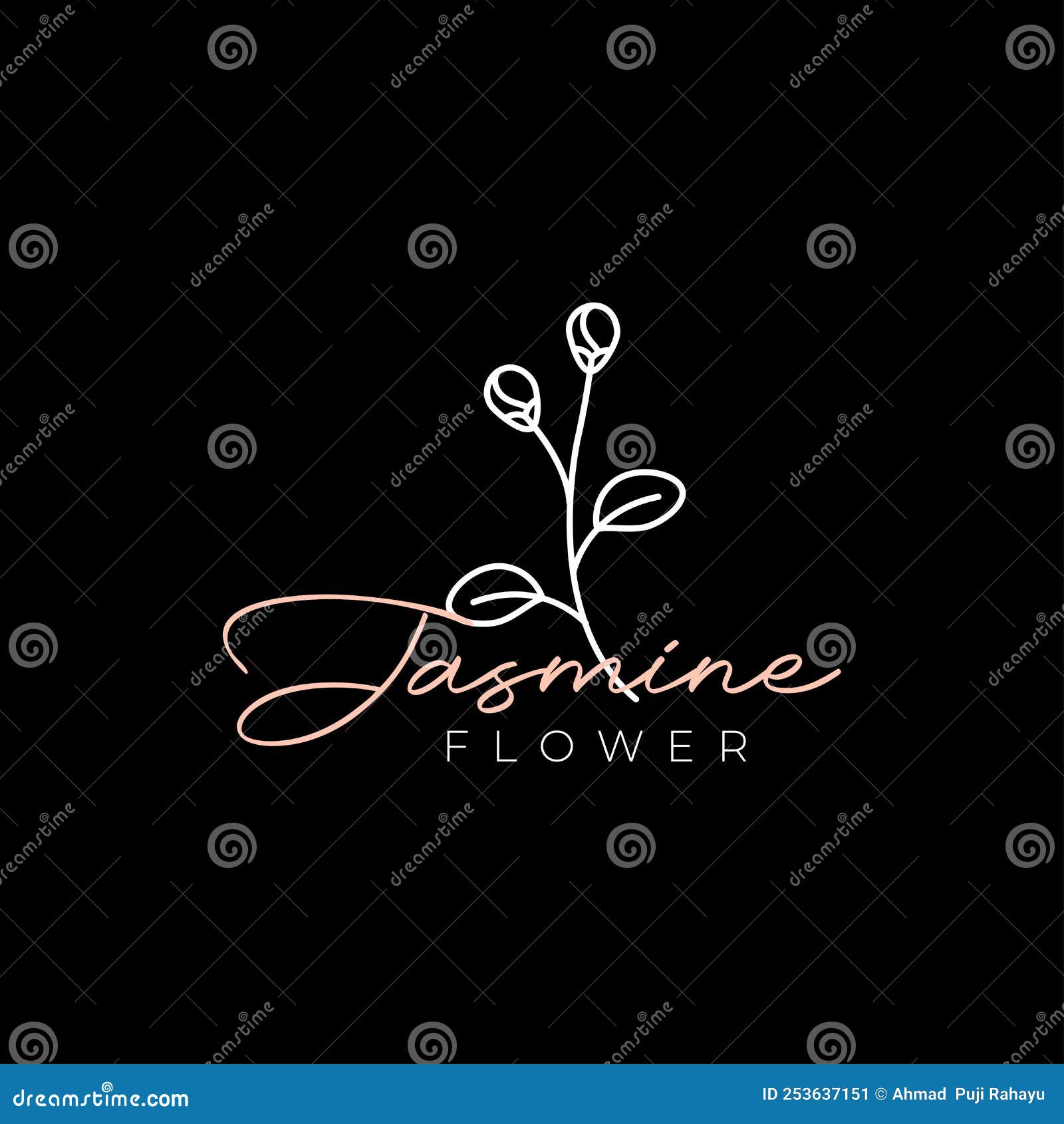 Feminine Flowers Lines Jasmine Logo Design Stock Vector - Illustration ...