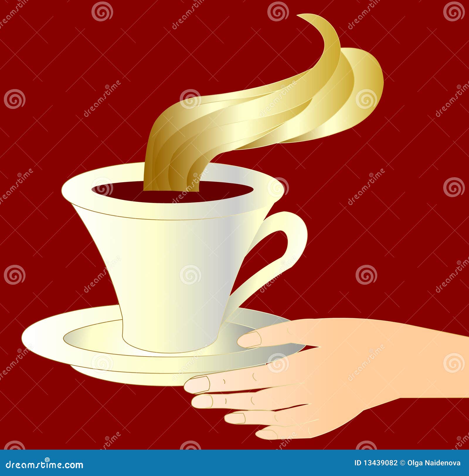 The Feminine Hand Giving Cup Aromatic Coffee Stock Illustration ...
