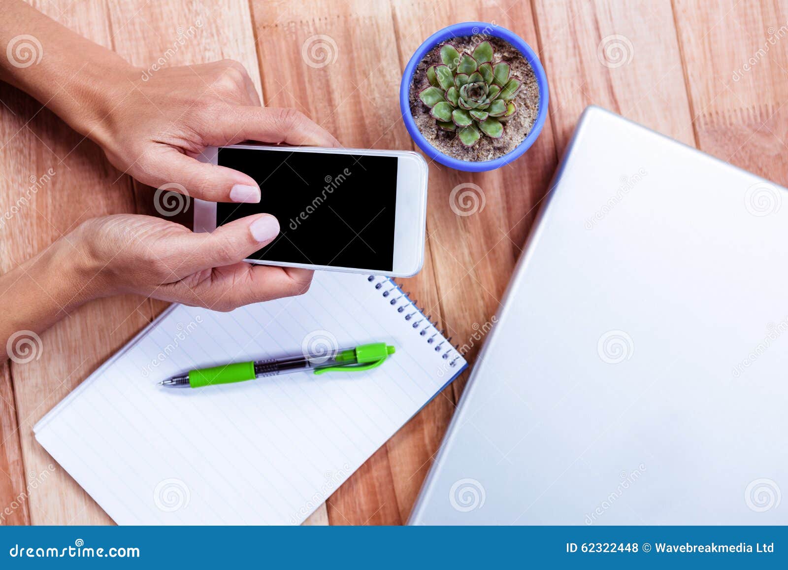 Feminine Hands Holding Smartphone and Taking Notes Stock Photo - Image ...