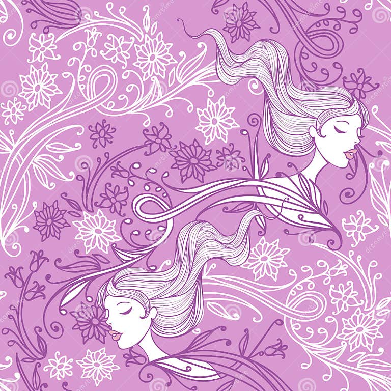 Feminine pattern stock vector. Illustration of tile, girl - 20424615