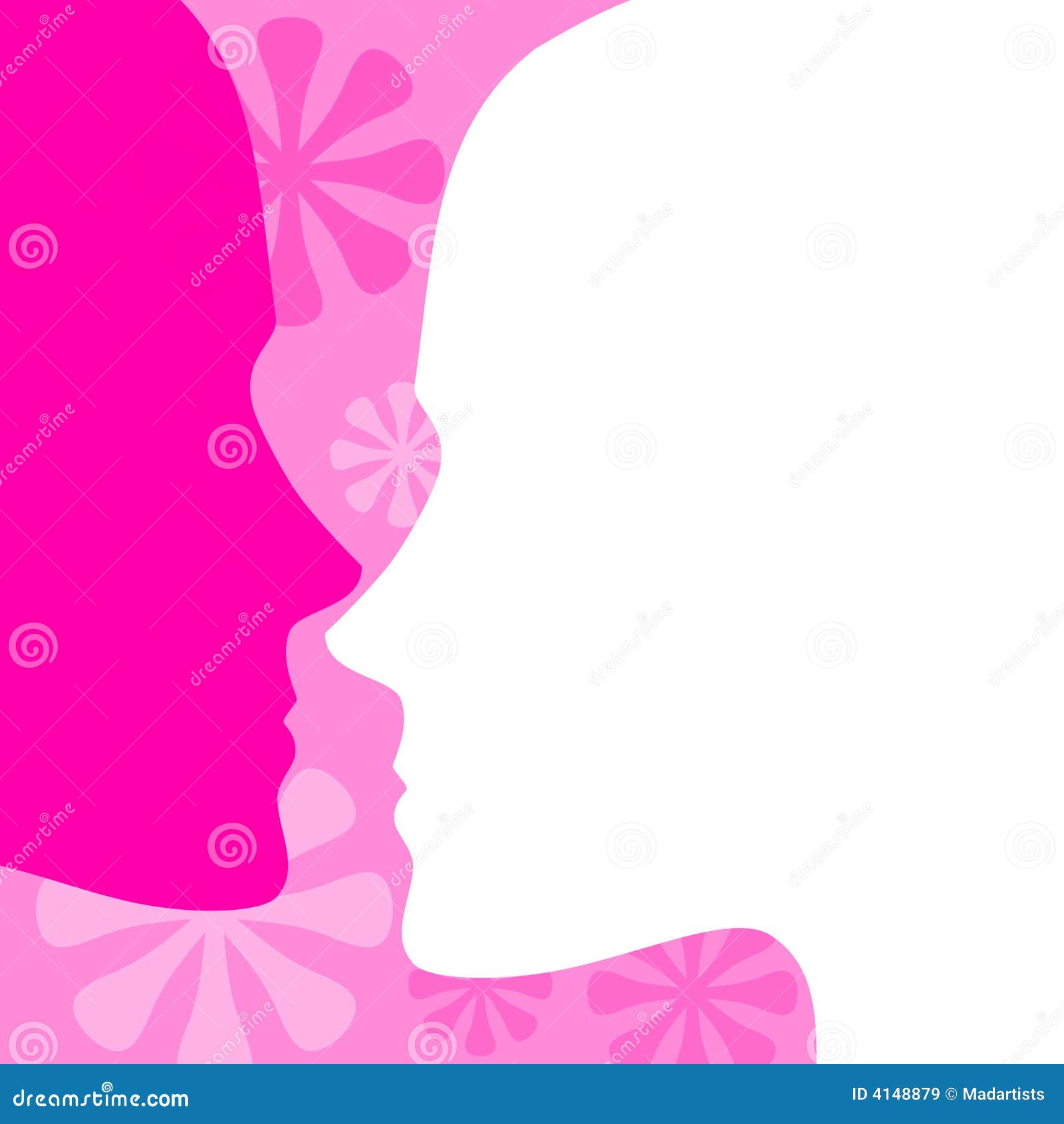 Feminine Pink Face Profiles Background Stock Illustration ...