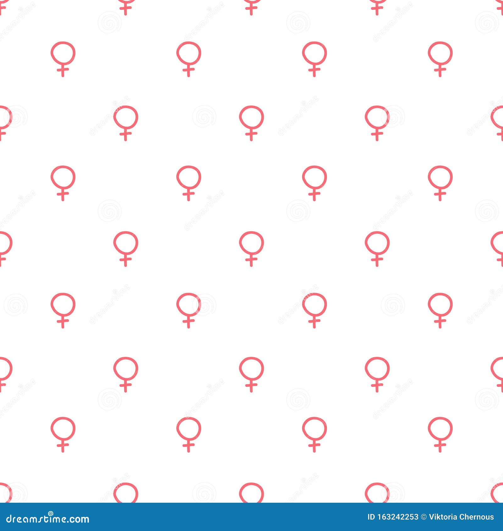 Feminine Symbol Seamless Doodle Pattern, Vector Illustration Stock ...