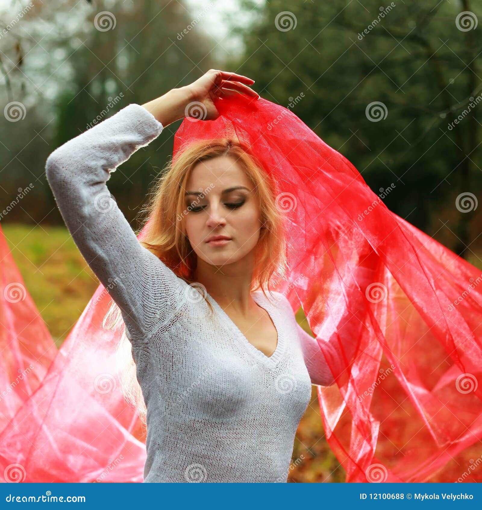 Femininity stock photo. Image of freedom, scarf, standing - 12100688