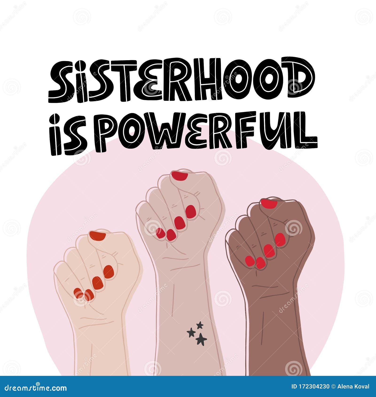 Feminism Concept Design Girl Power Symbol Women`s Rights Poster Stock